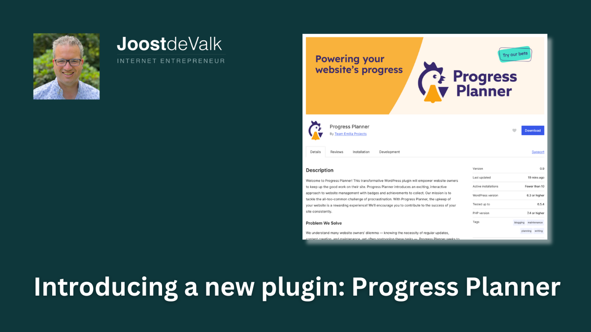 Introducing a new plugin: Progress Planner • joost.blog